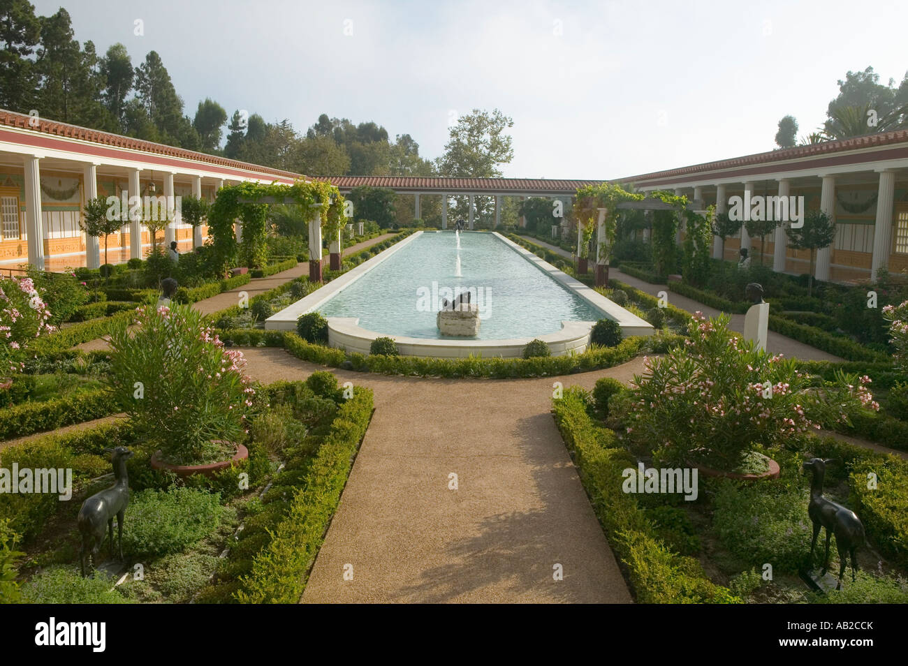 Colonnade and long pool of the Getty Villa Malibu Villa of the J Paul ...