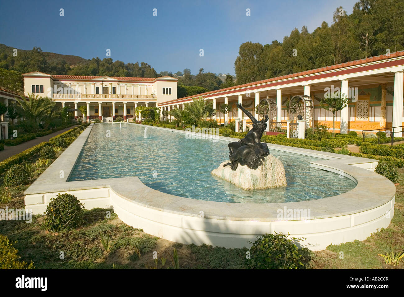 Colonnade and long pool of the Getty Villa Malibu Villa of the J Paul ...