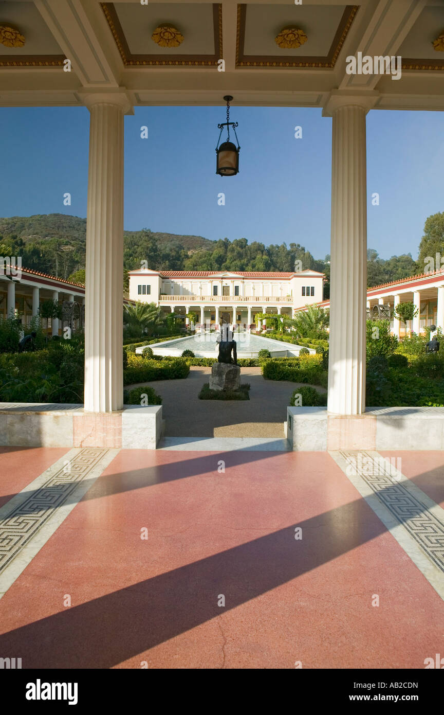 Colonnade and long pool of the Getty Villa Malibu Villa of the J Paul ...