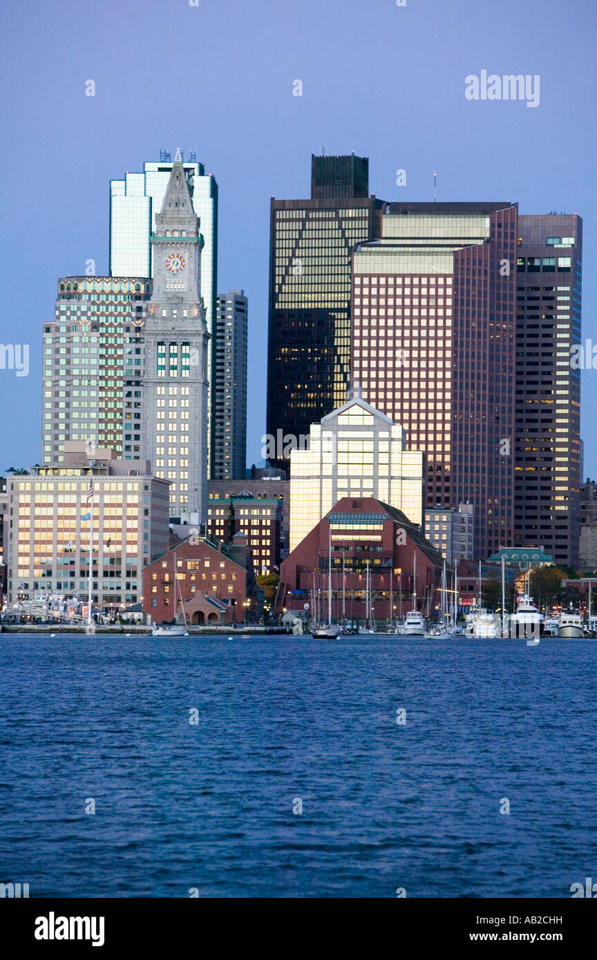 Boston Harbor and the Boston skyline at sunrise as seen from South ...