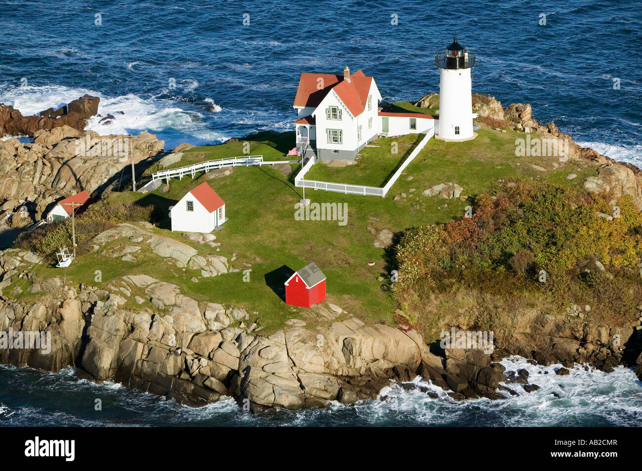 Aerial view of Nubble Lighthouse Cape Neddick Maine Stock Photo - Alamy