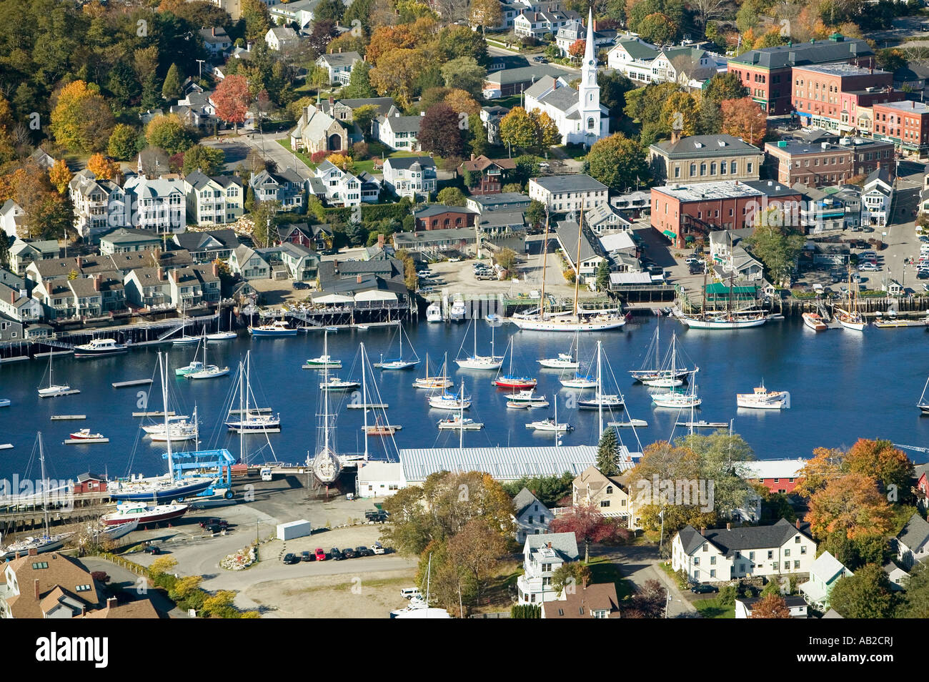 Aerial view of Bar Harbor in autumn Maine Stock Photo - Alamy