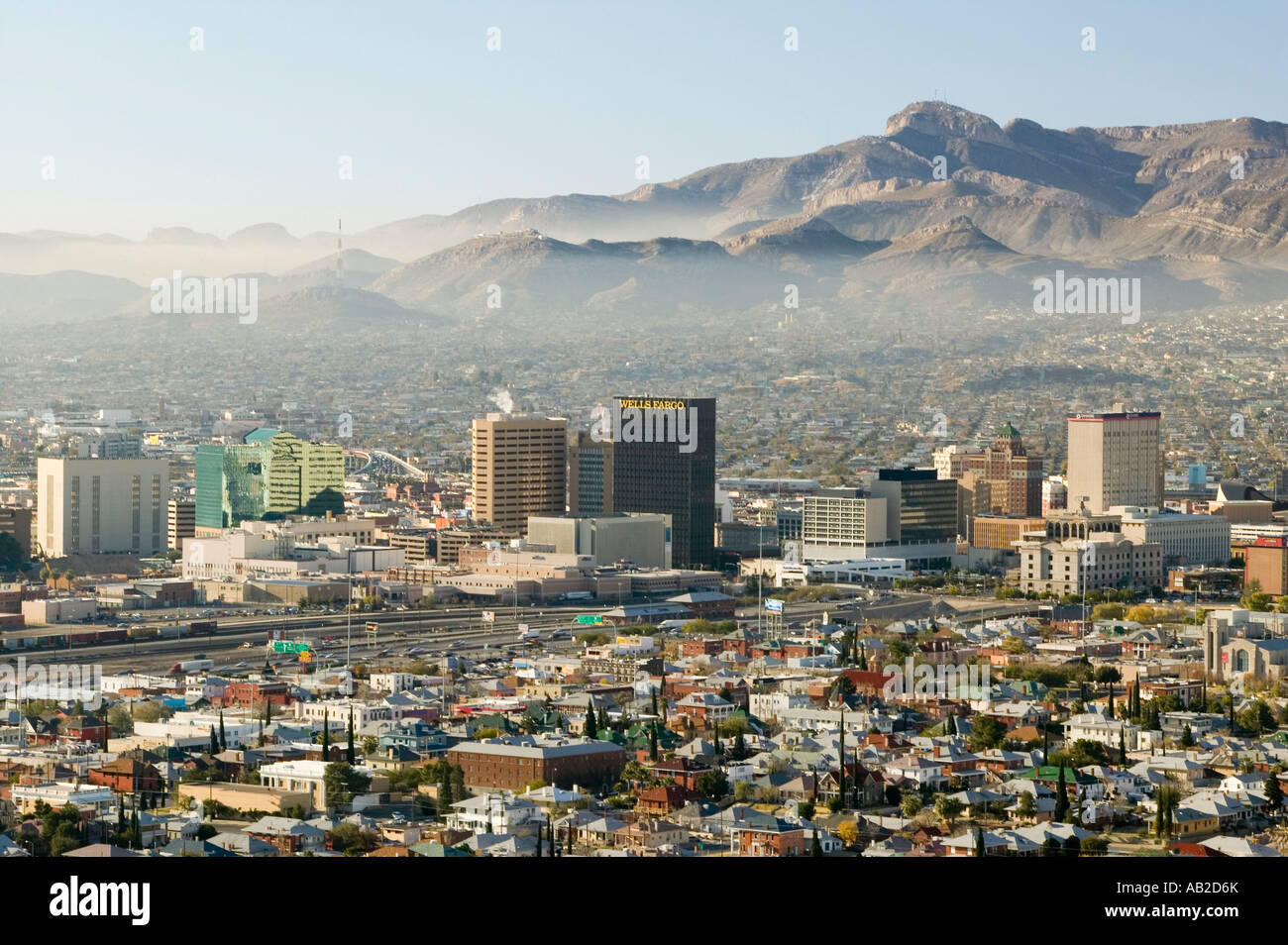 Panoramic view of skyline and downtown El Paso Texas looking toward ...