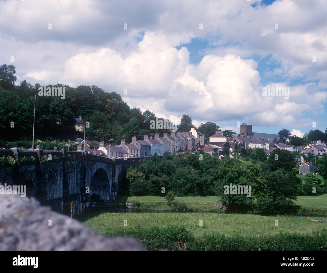 Town and Bridge Towy River Llandeilo Carmarthenshire West Wales Stock ...