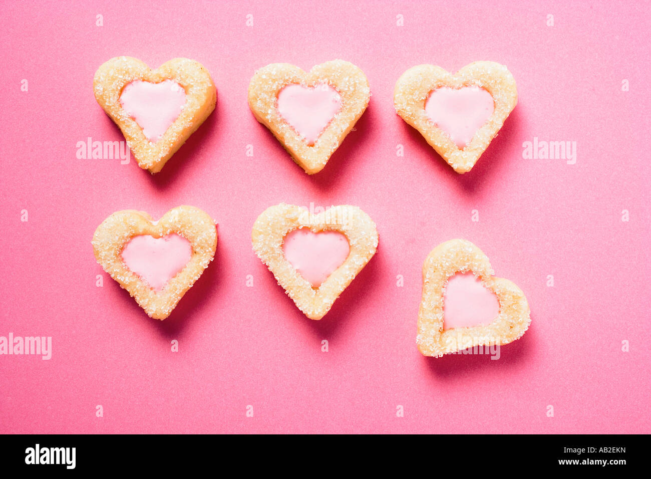 Heart shaped biscuits with pink icing FoodCollection Stock Photo - Alamy