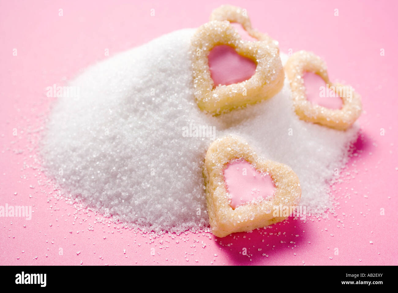 Heart shaped biscuits on granulated sugar FoodCollection Stock Photo ...