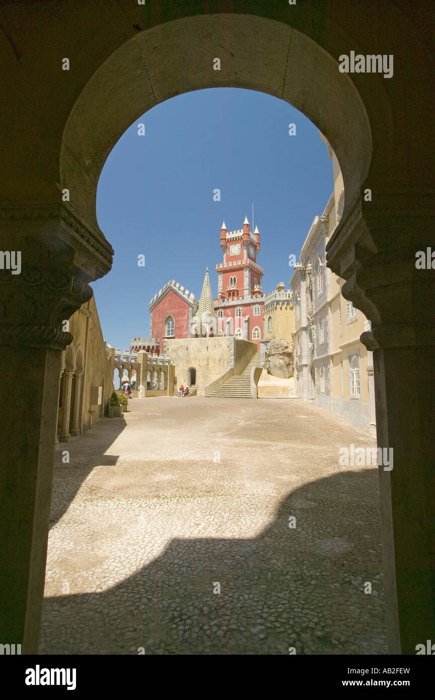 A keyhole view through arch of Da Pena Royal Palace Palácio da Pena or ...