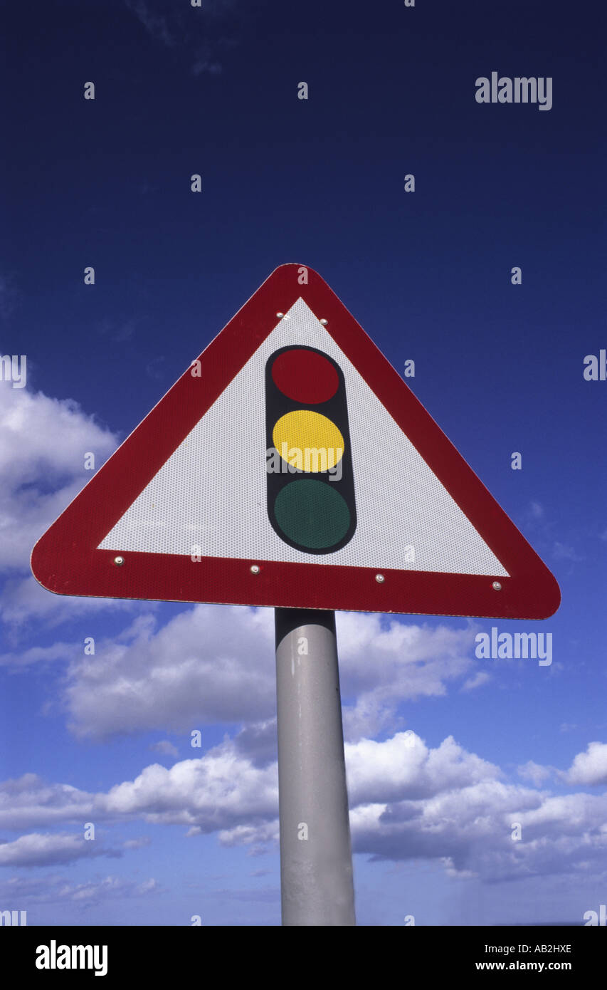 warning sign of traffic lights in the road ahead scarborough yorkshire ...