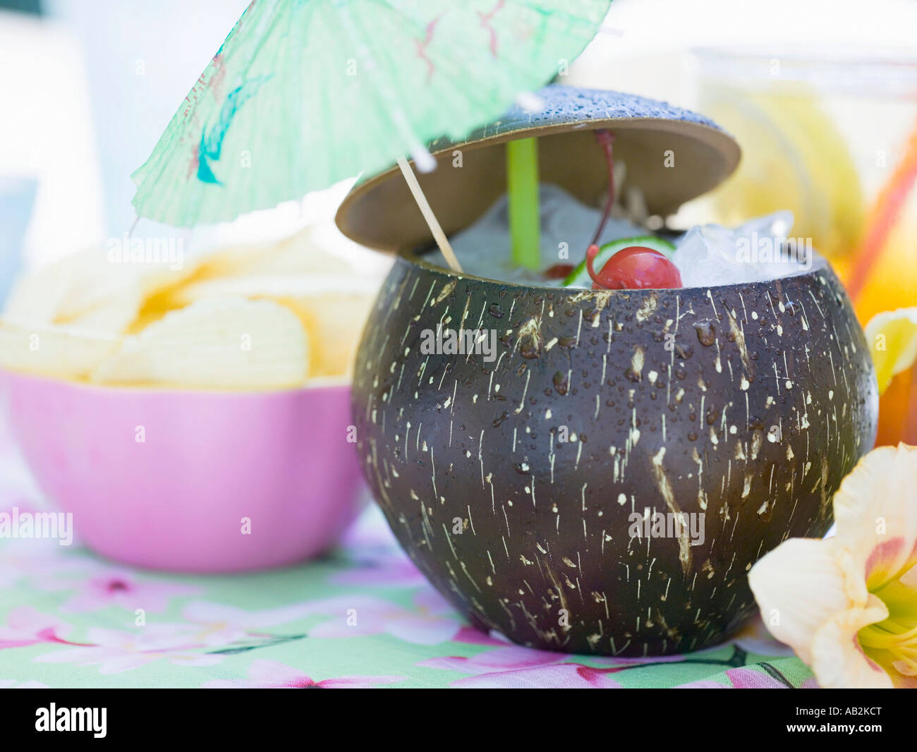 Cocktail in a coconut shell FoodCollection Stock Photo - Alamy