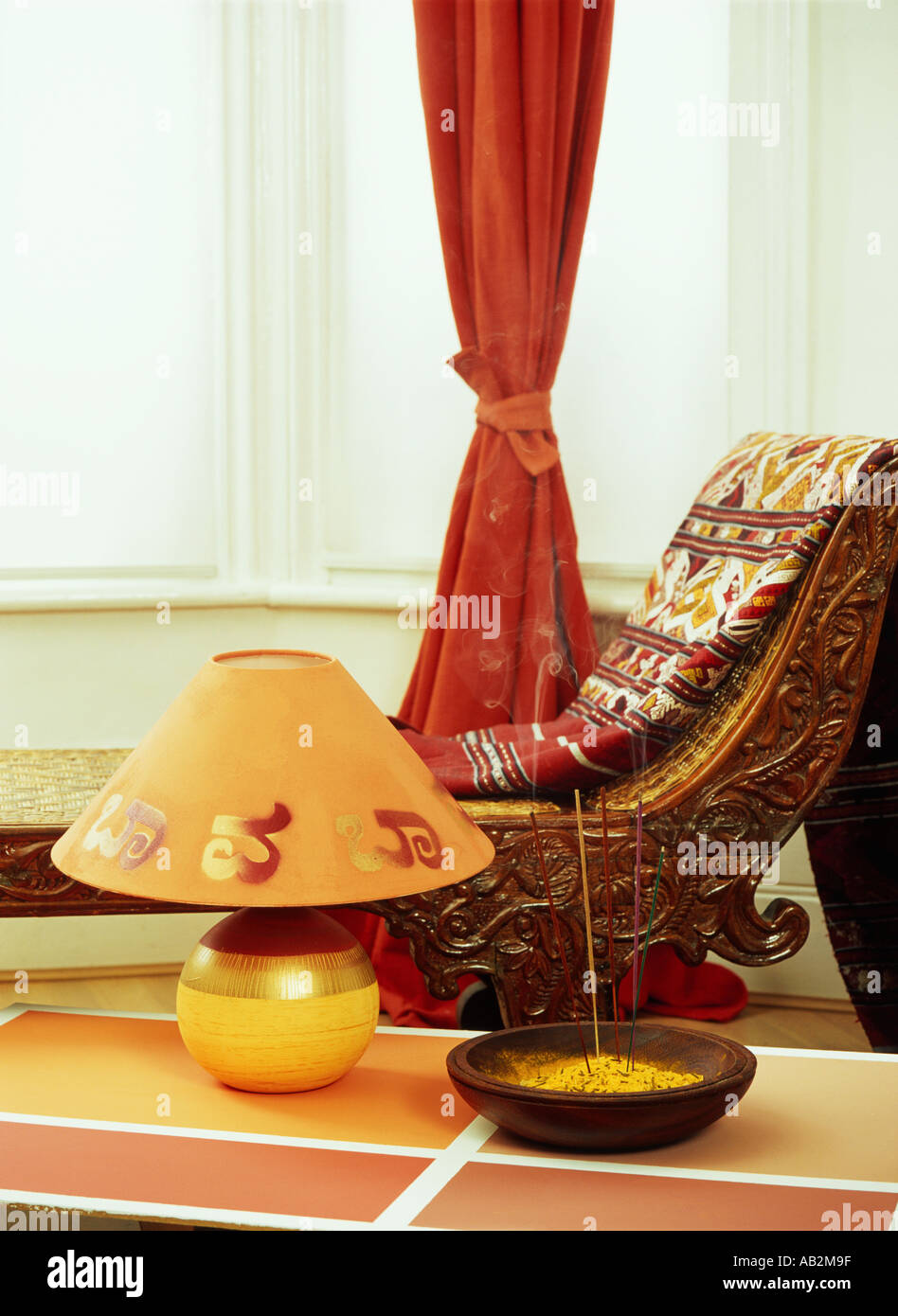 Interior exotic style lounge area Stock Photo - Alamy