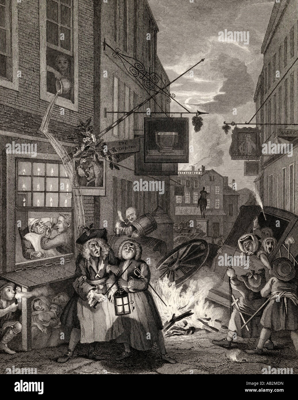 Four Times of the Day. Night. From the original picture by Hogarth ...