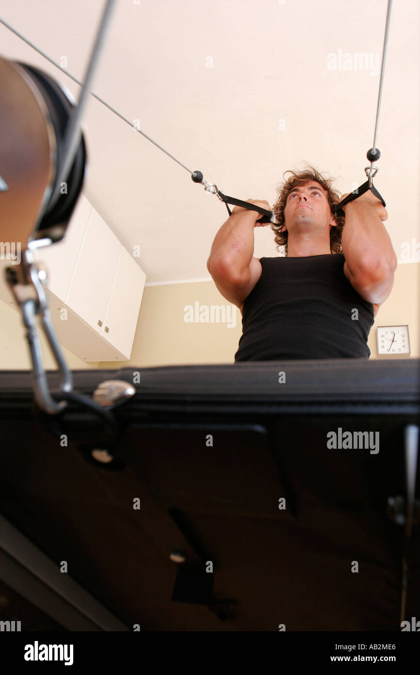 Machine pulley gym not woman hi-res stock photography and images - Alamy