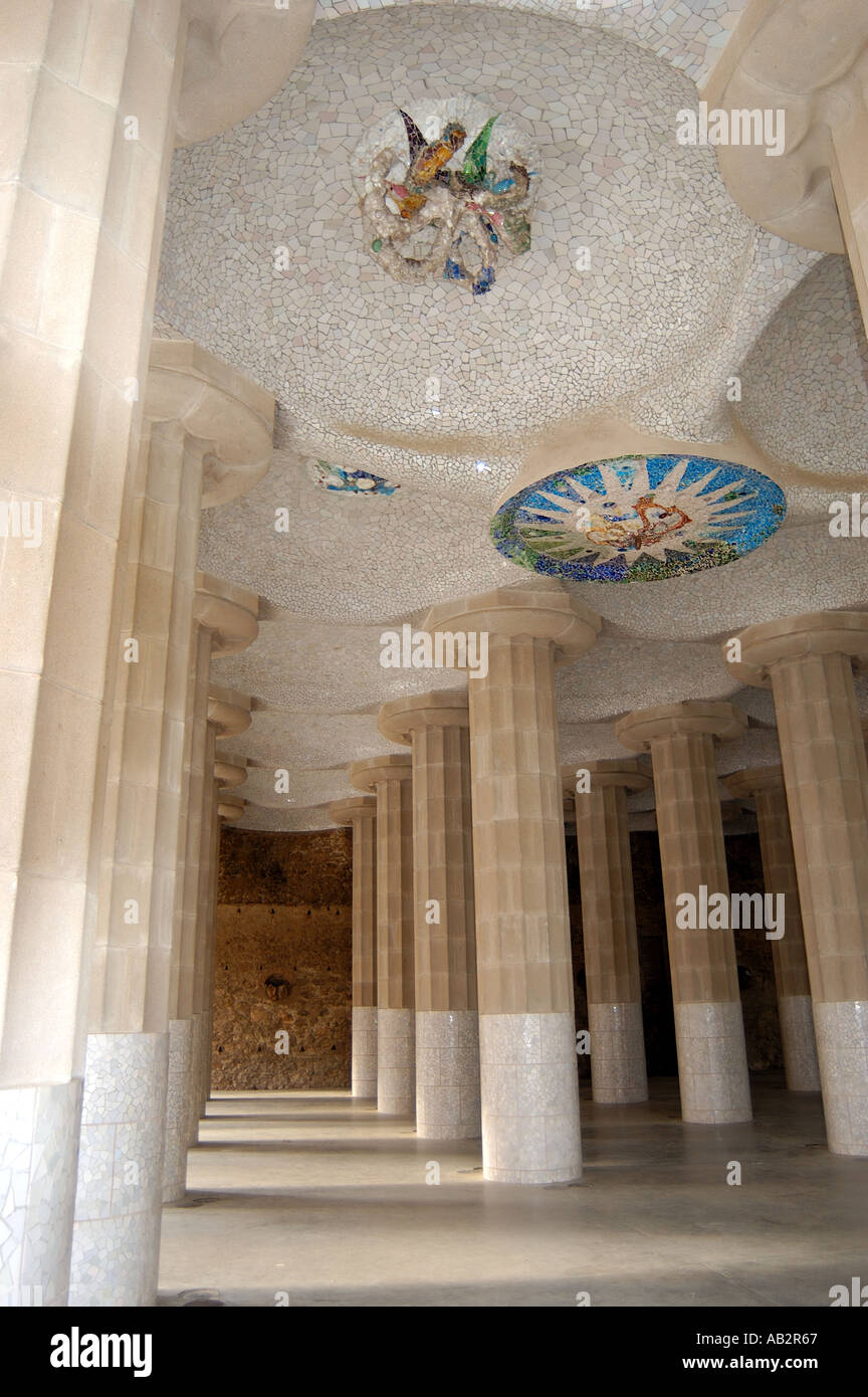 Sala Hipostila in Parc Guell Barcelona Spain Stock Photo - Alamy