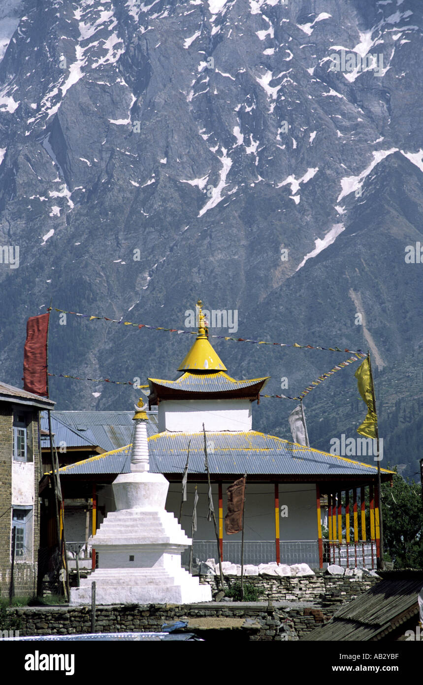 View to Buddhist temple with Chorten in Kalpa Himachal Pradesh India ...