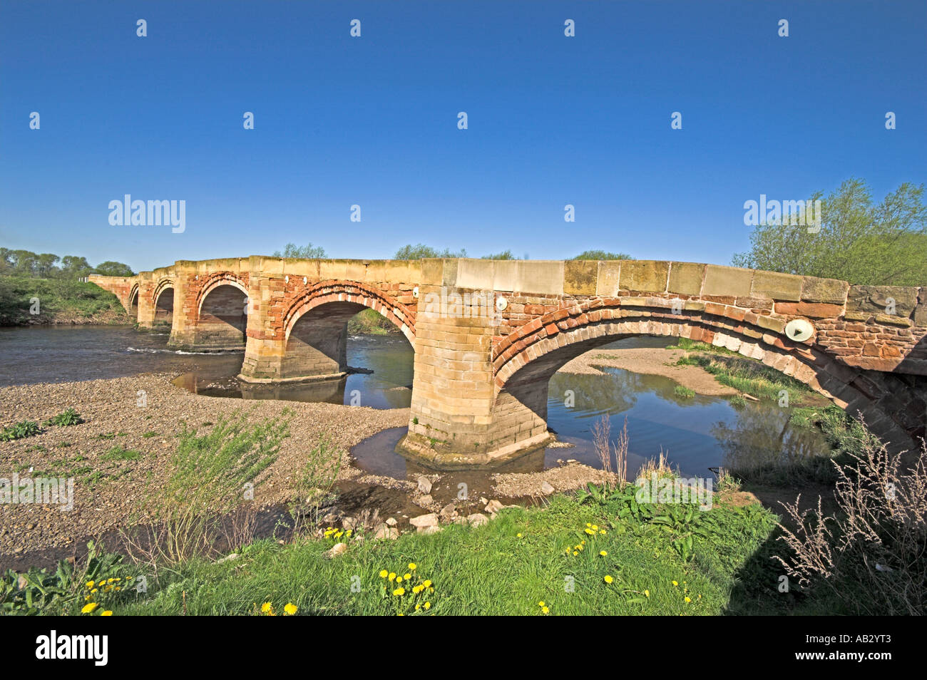 Five-arched bridge, Bangor-on-Dee, North Wales Stock Photo - Alamy