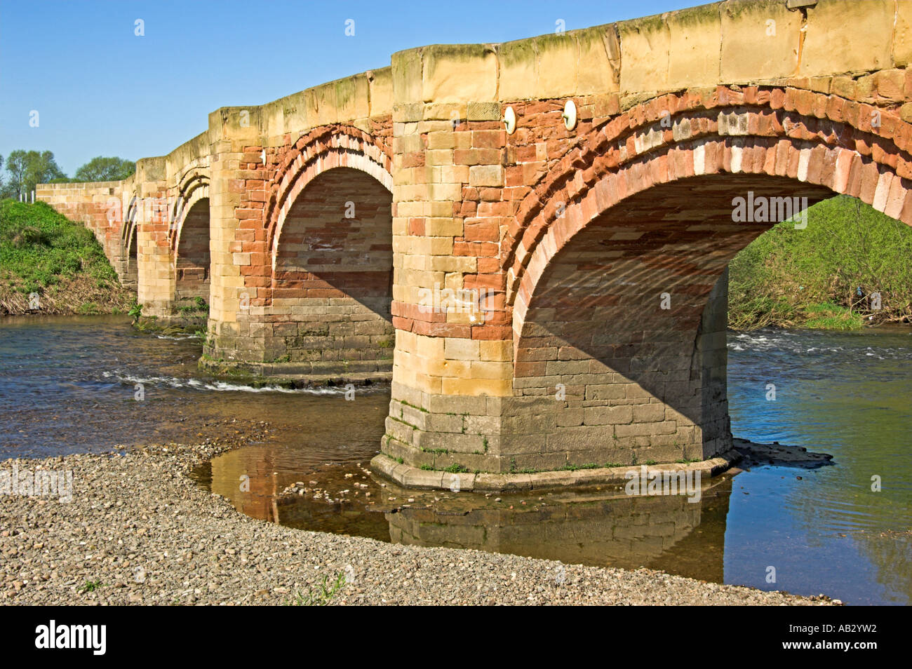 Five-arched bridge, Bangor-on-Dee, North Wales Stock Photo - Alamy