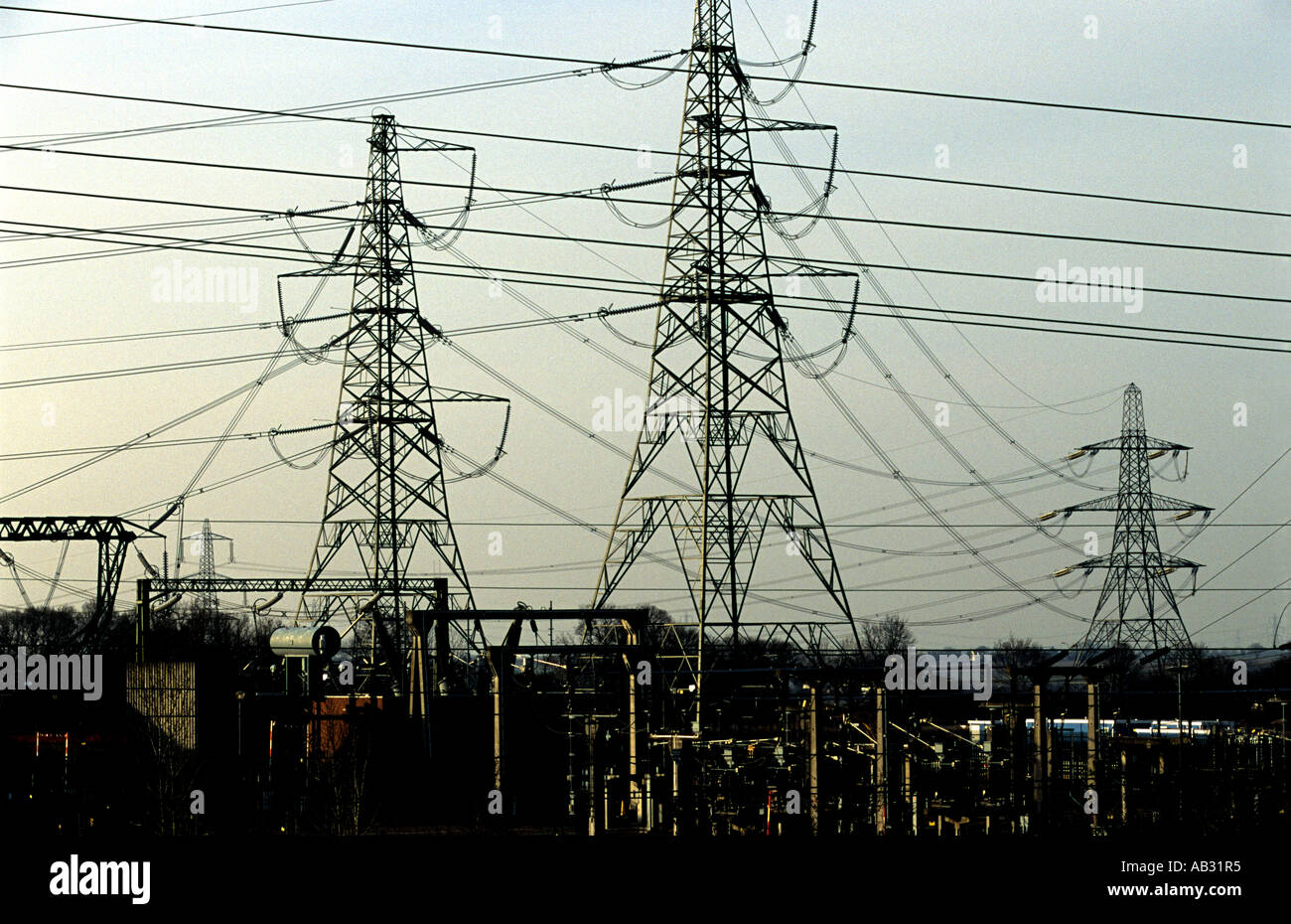 Electricity sub-station converting high voltage electricity from the ...