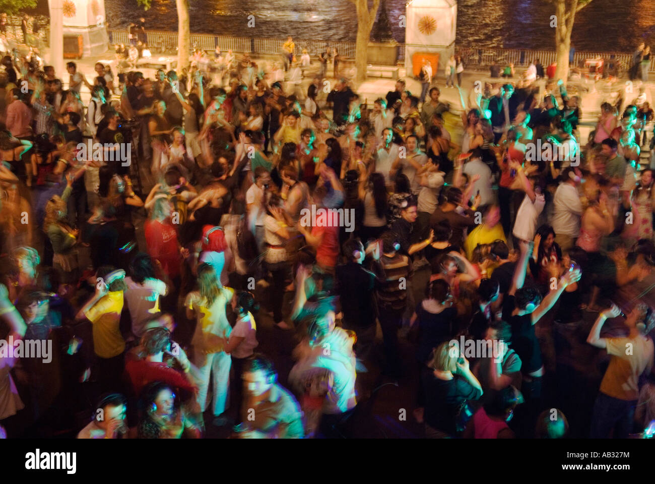 Silent Disco Royal Festival Hall South Bank London England dancers wear ...