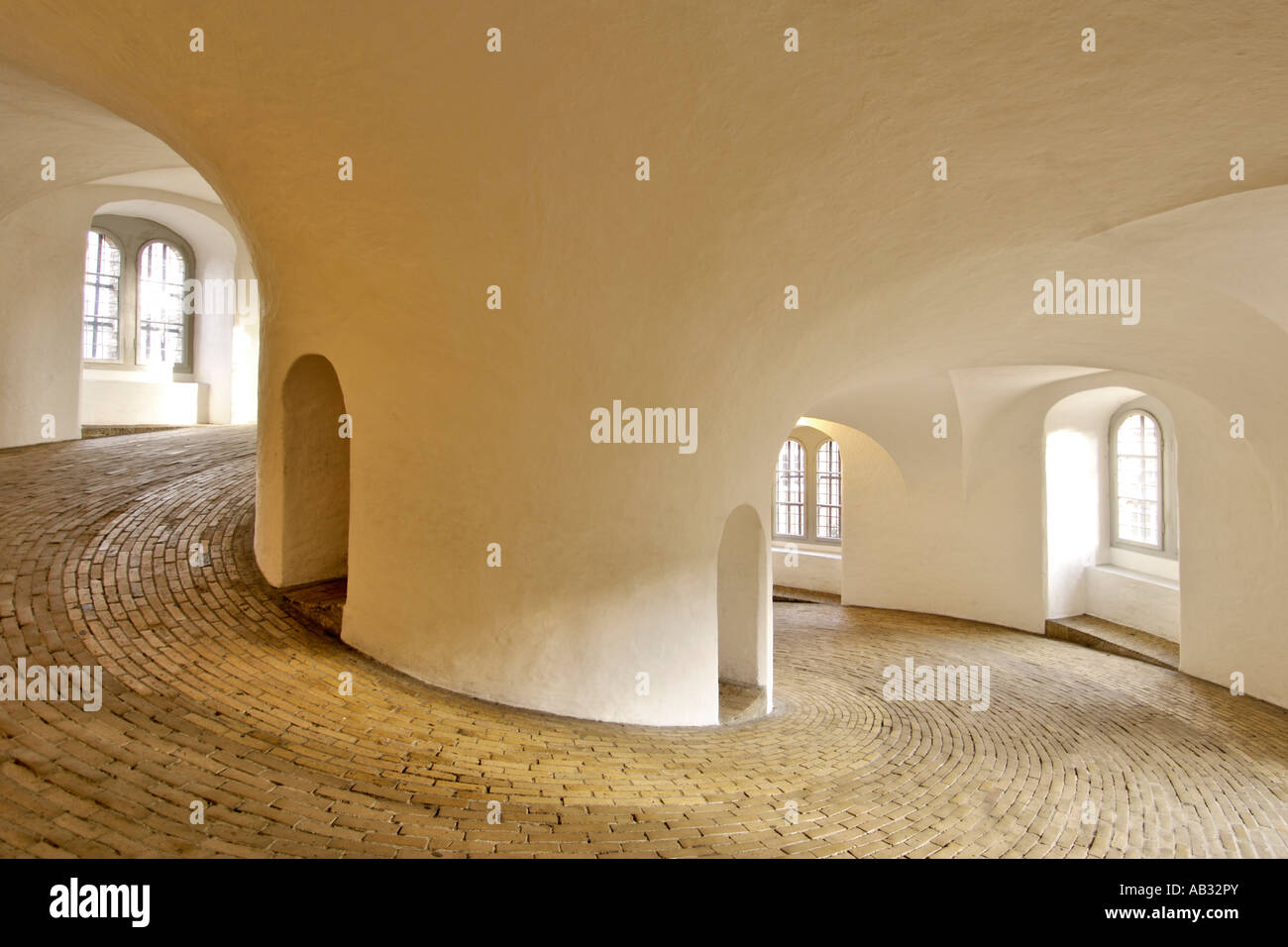 The interior of the Round Tower in Copenhagen Denmark. The tower has no ...