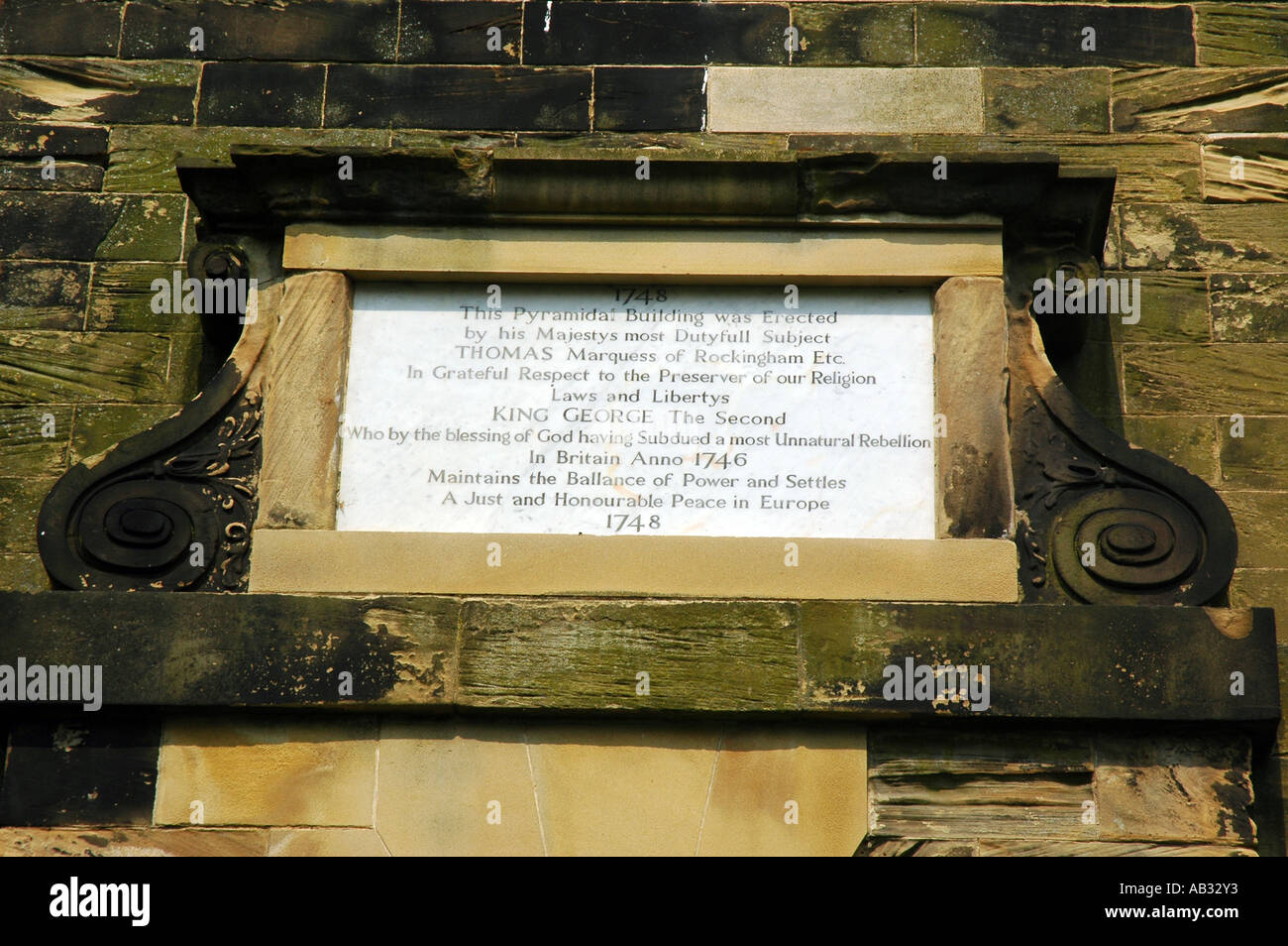 Memorial plaque on Hoober Stand at Wentworth South Yorkshire Stock ...