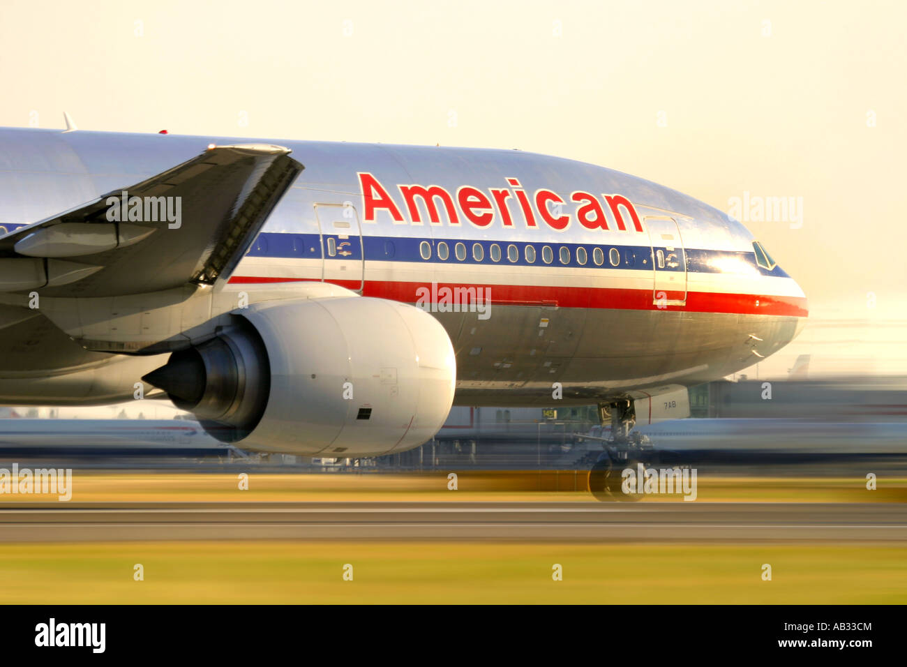Close up of commercial airplane Boeing 777 American Airlines Stock ...