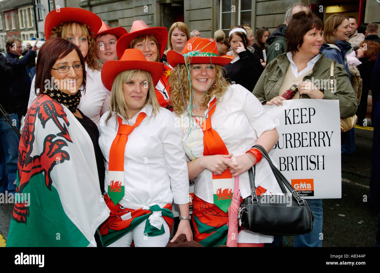 Employees of Burberry gather for a final meeting after being made ...