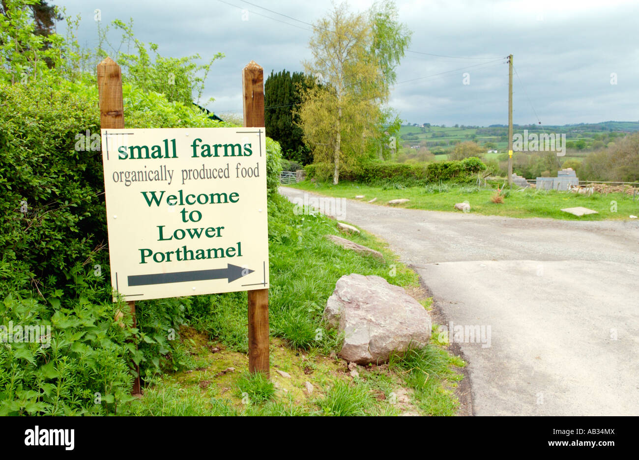 Welcome sign at Lower Porthamel Farm part of the Small Farms group of ...