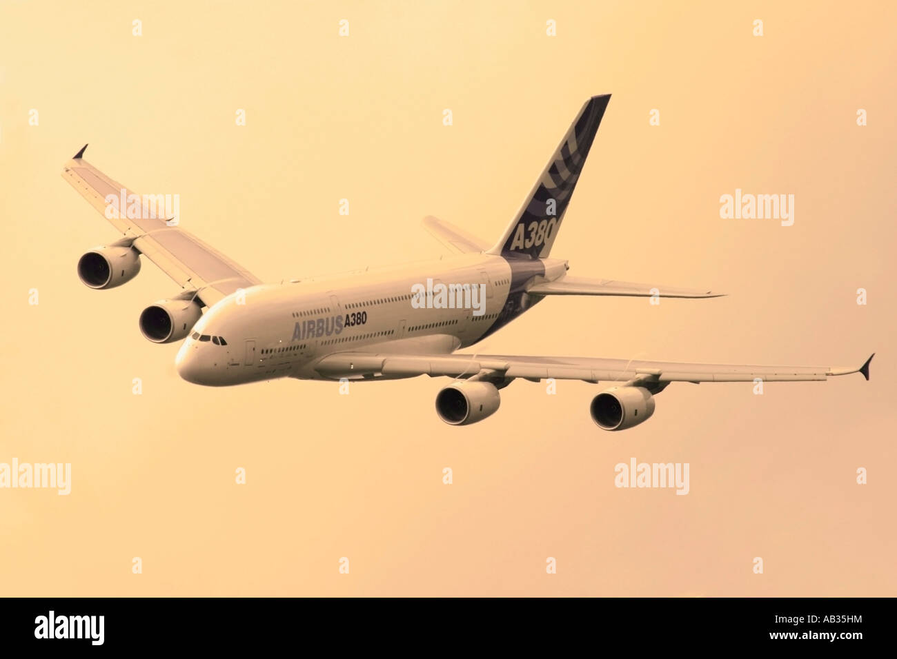 Airbus a380 in flight the airbus a380 is a double deck hi-res stock ...