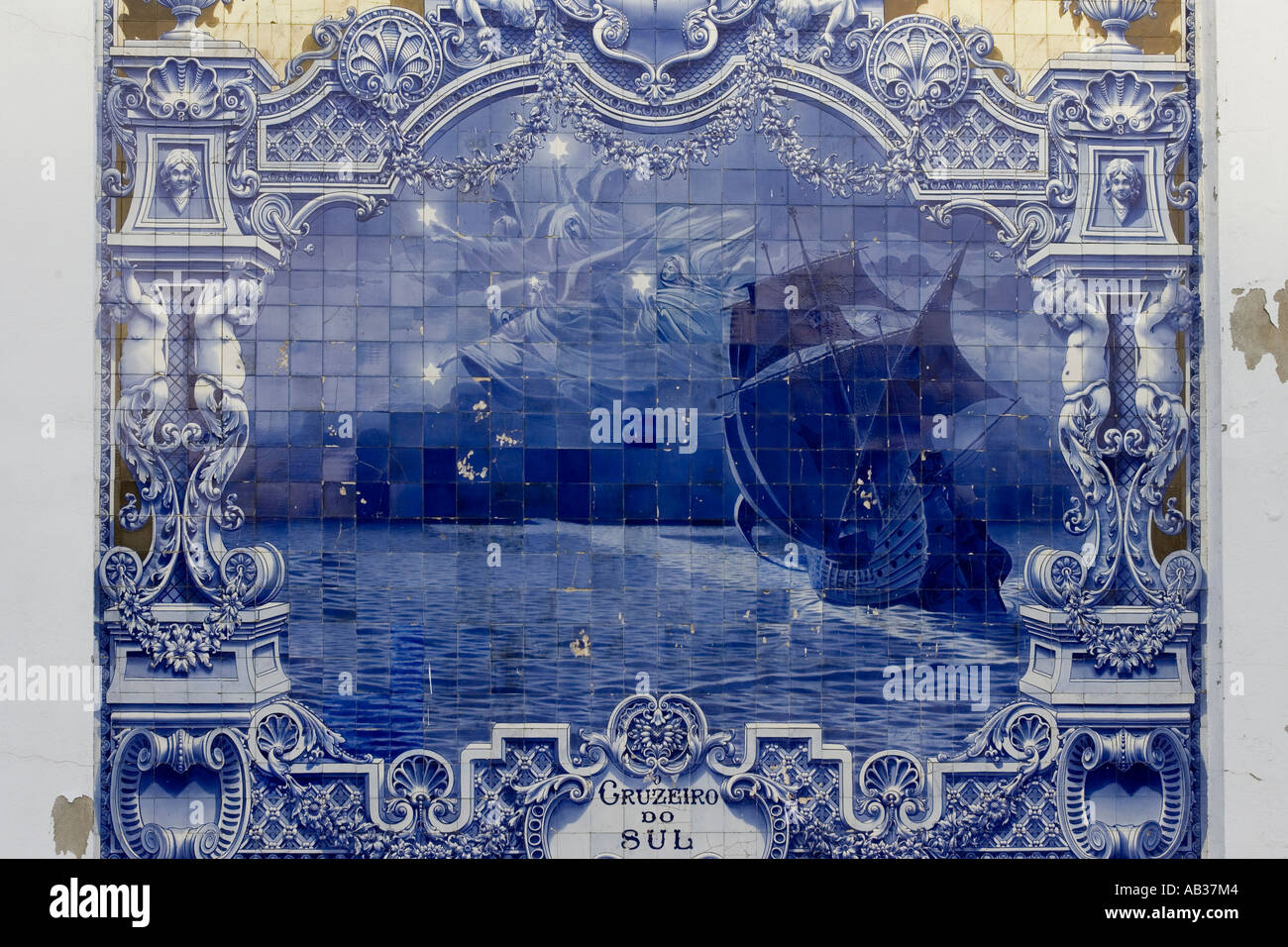 Traditional Azulejos blue tile picture in Pavilhao des Desportes Lisbon ...