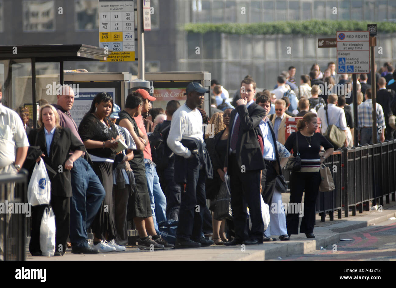 Commuters on London Bridge in the evening rush hour City of London ...