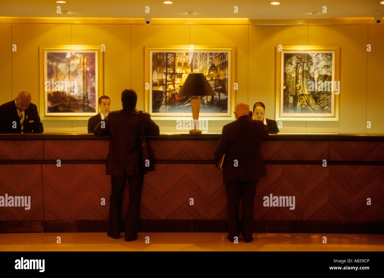 NYC hotel lobby guest check in reception desk Stock Photo - Alamy