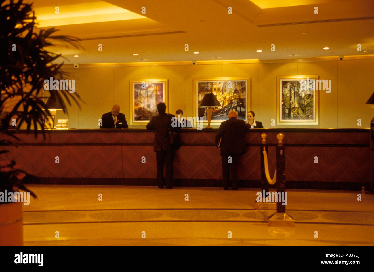 NYC hotel lobby guest check in reception desk Stock Photo - Alamy