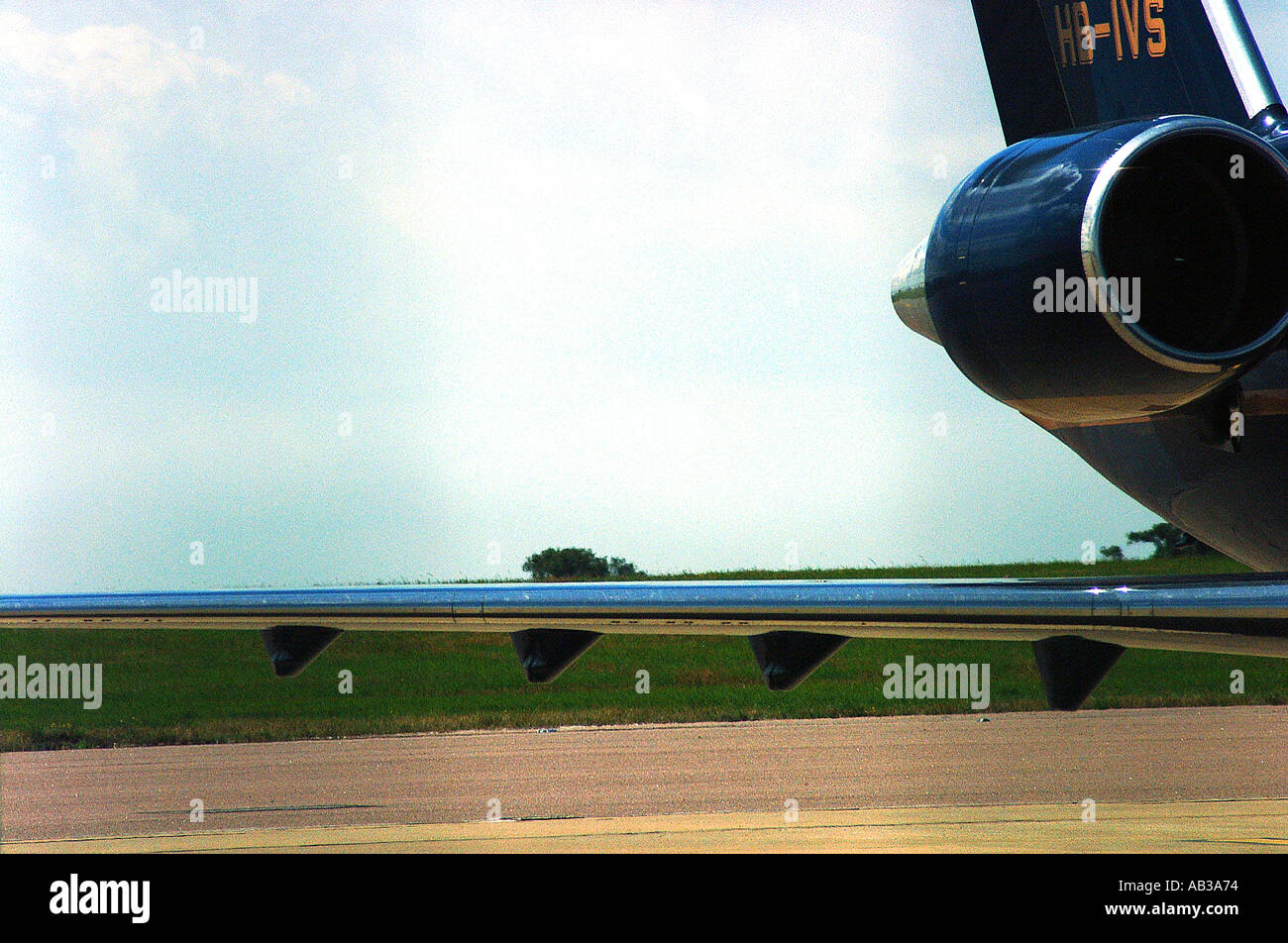Detail of airplane rear end and engine Stock Photo - Alamy