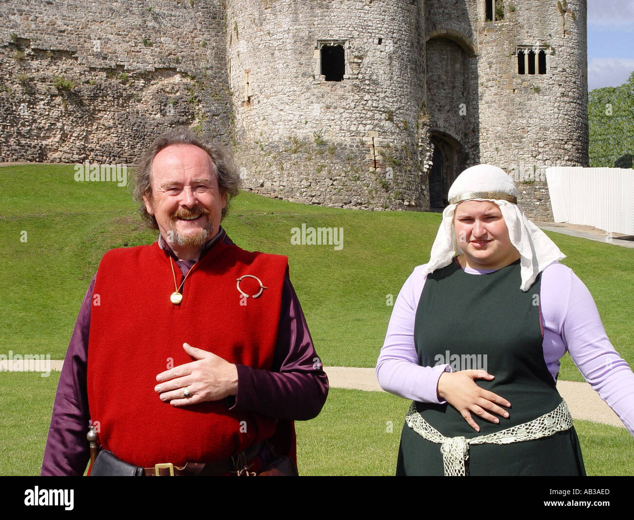 Medieval actors at Chepstow Castle in the border town of Chepstow ...