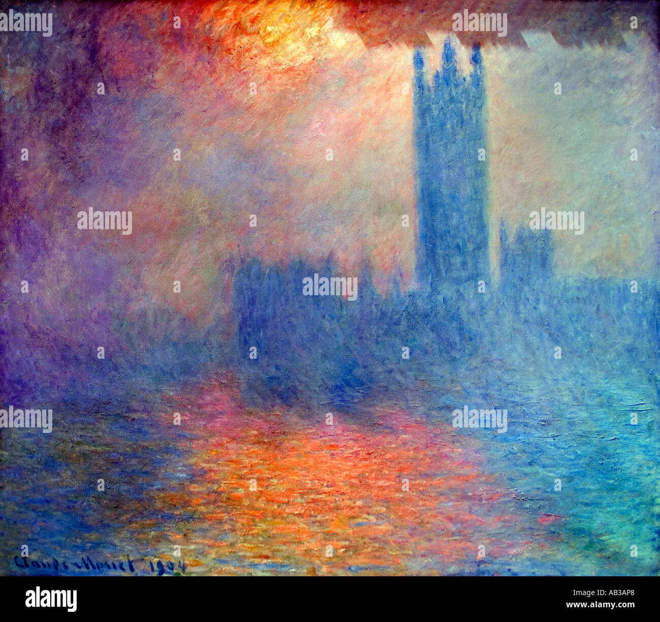 Houses of Parliament Effects of Sunlight in the Fog - London Thames ...