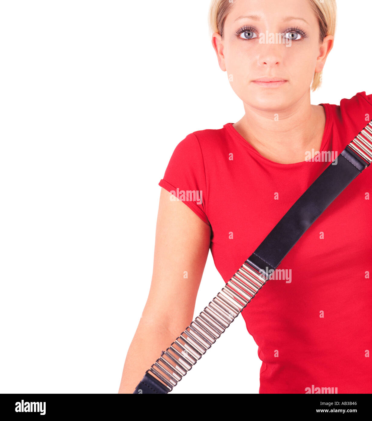 Woman with belt Stock Photo - Alamy