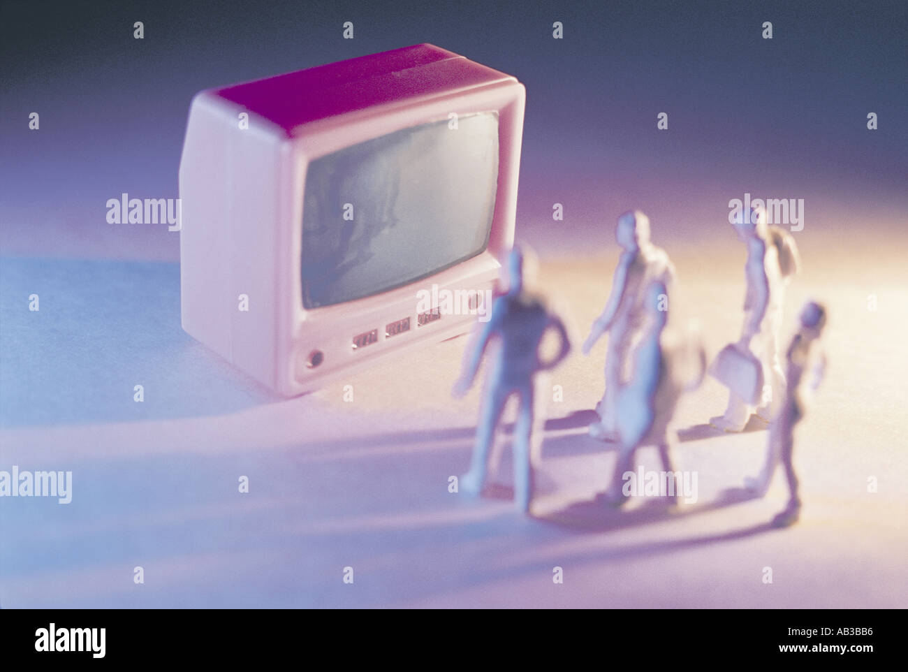 Miniature Figures Watching TV Stock Photo - Alamy