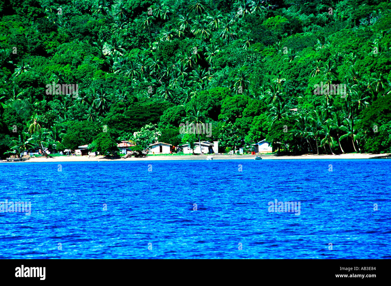Fiji Village viewed from Ocean Stock Photo - Alamy