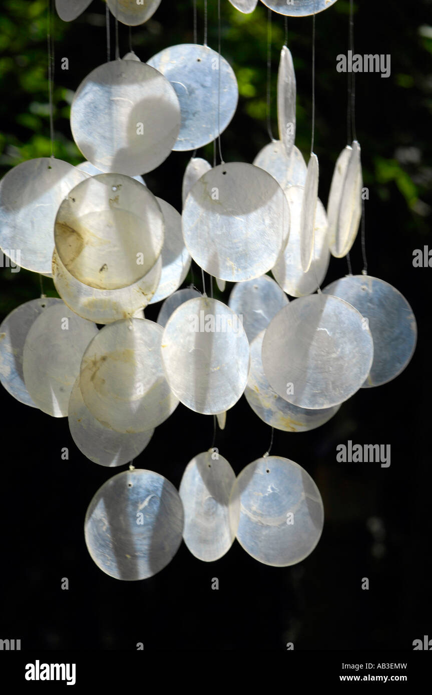 wind chime mobile ornament natural vertical shell Stock Photo - Alamy