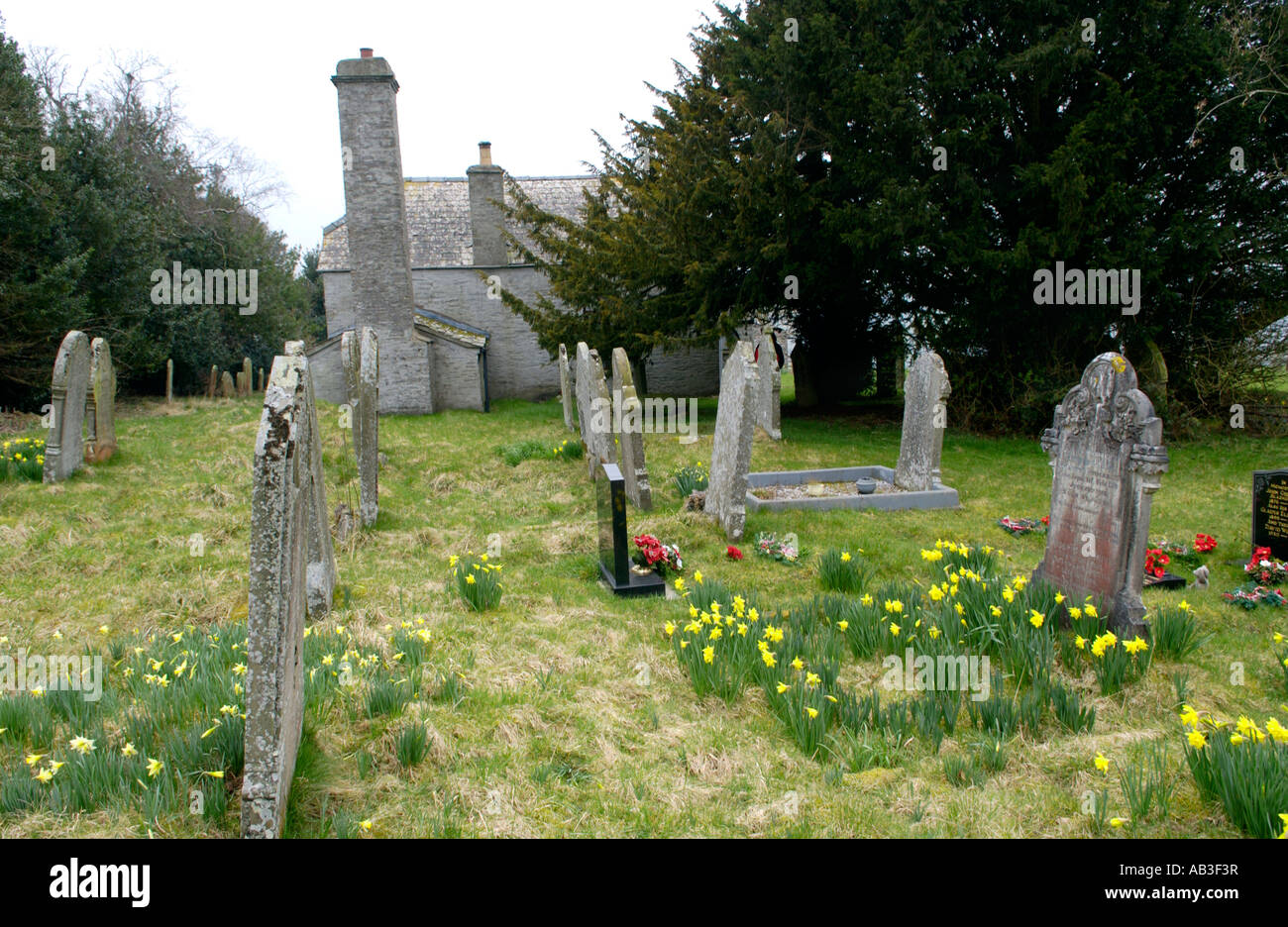 Pen yr heol Chapel and graveyard near Tregoyd Powys Mid Wales UK Stock ...