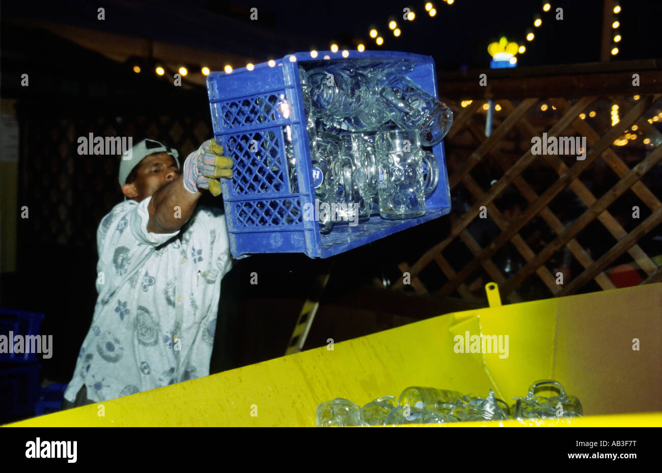 Throwing away broken beer glass on Oktoberfest, Munich, Germany Stock ...
