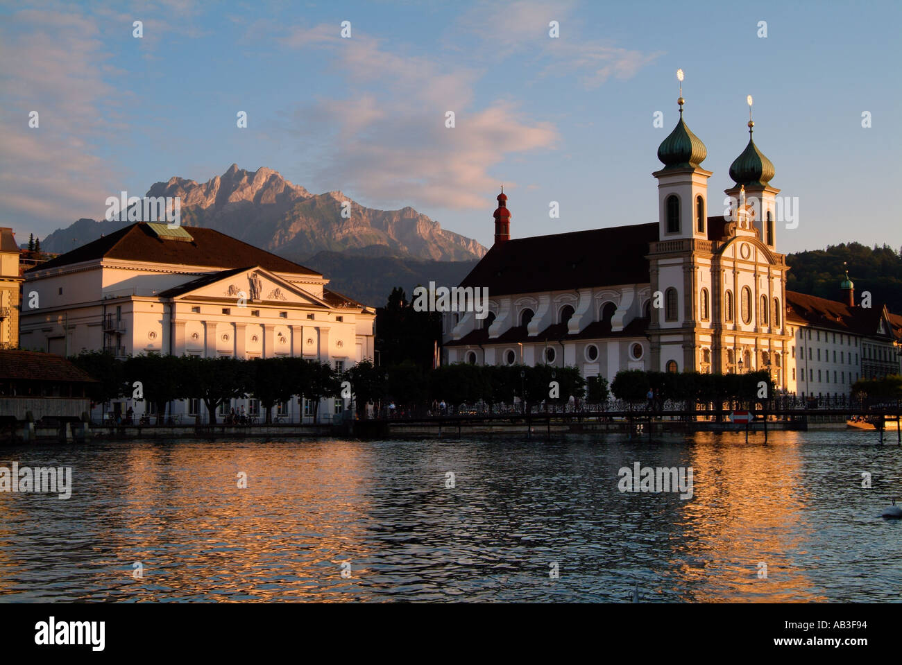 Franziskanerkirche Jesuit Churh of St Franz Xaver at sunset Luzern ...
