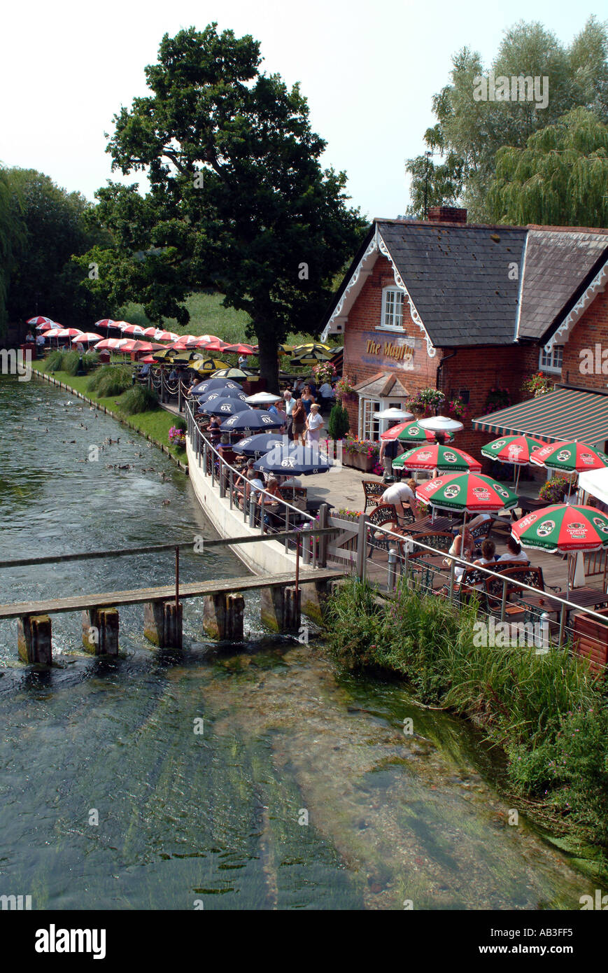 Mayfly Pub on the River Test Hampshire England Stock Photo - Alamy