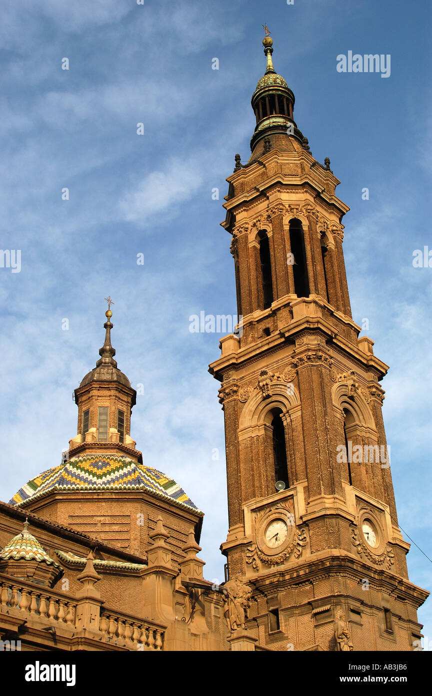 Spires and tower of Basilica de Nuestra Senora del Pilar Zaragoza Spain ...