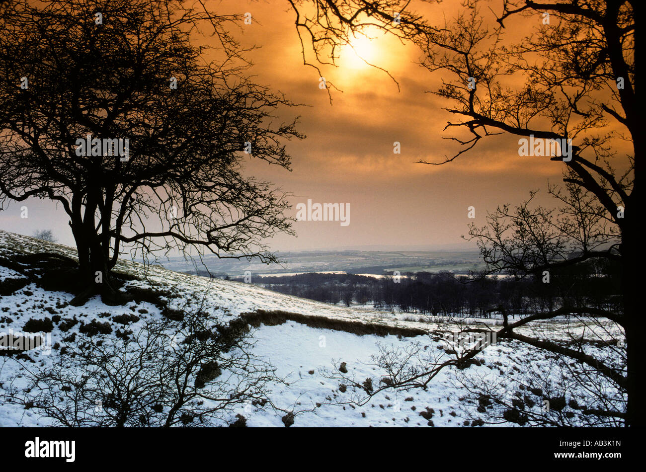 Snowy winter landscape in Lancashire England Stock Photo - Alamy