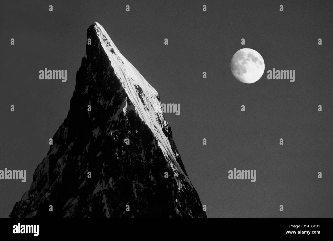Mountain and Moon Stock Photo - Alamy