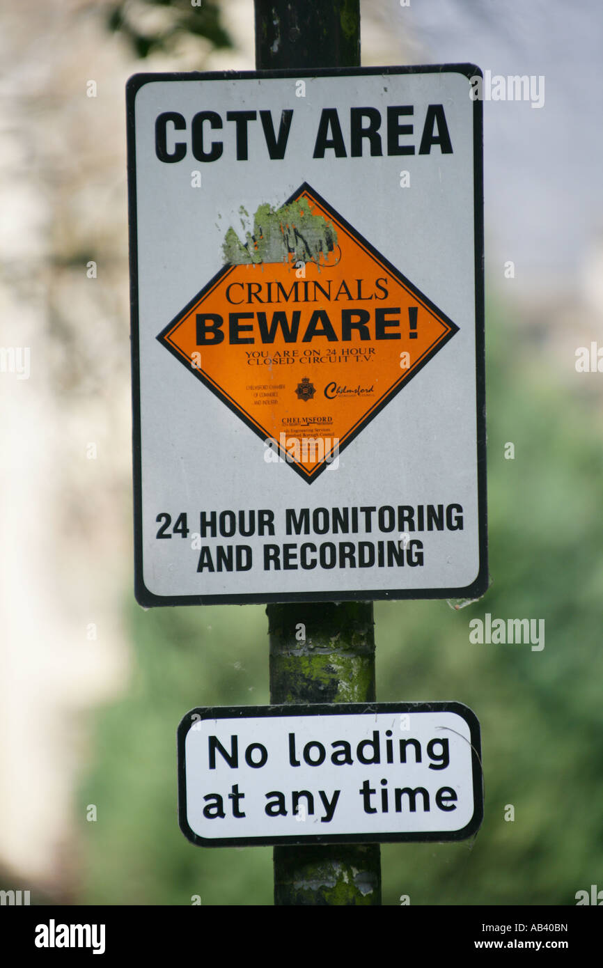 CCTV camera warning sign, Chelmsford, England, UK Stock Photo - Alamy