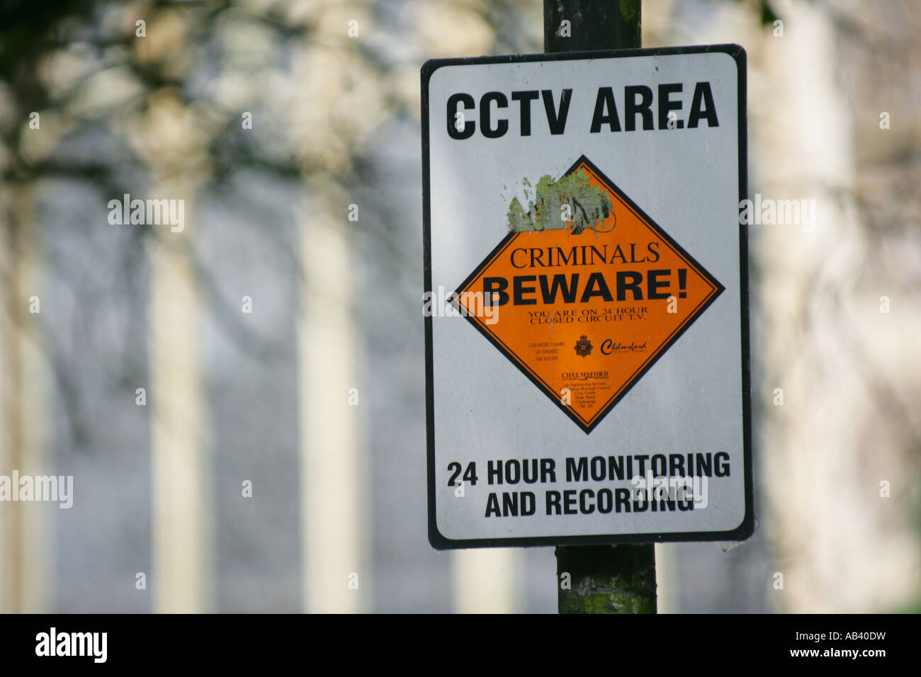 CCTV camera warning sign, Chelmsford, England, UK Stock Photo - Alamy