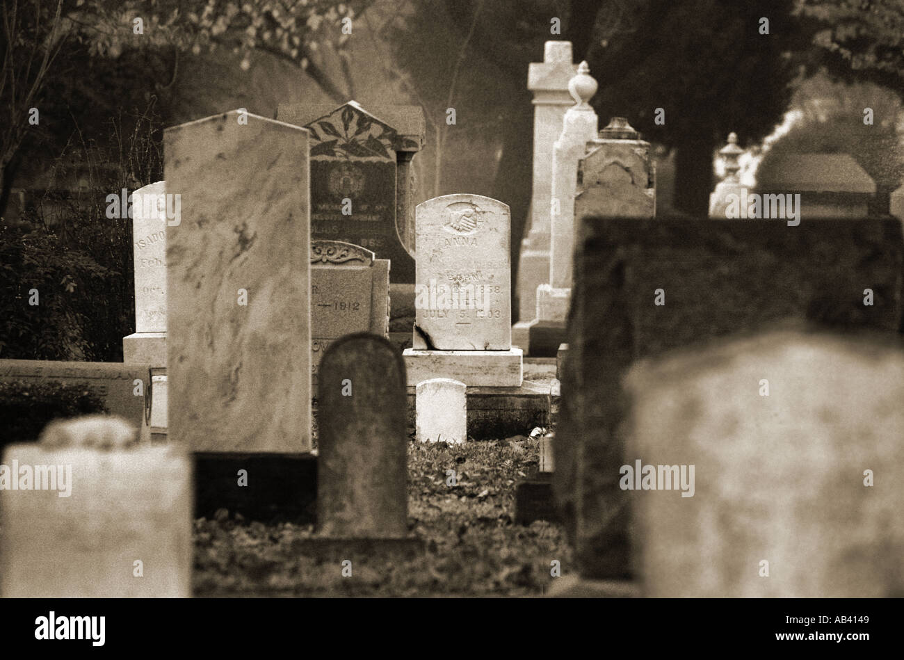 tombstones in cemetery Stock Photo - Alamy