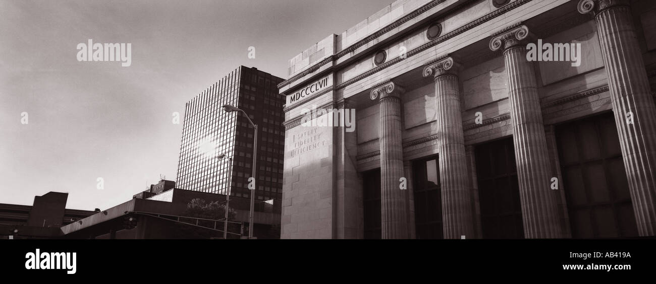 Panoramic of a bank with columns City banking Stock Photo - Alamy